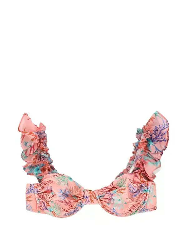 PatBO Ruffled-detail Bikini Top - Pink