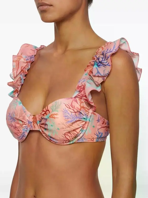 PatBO Ruffled-detail Bikini Top - Pink