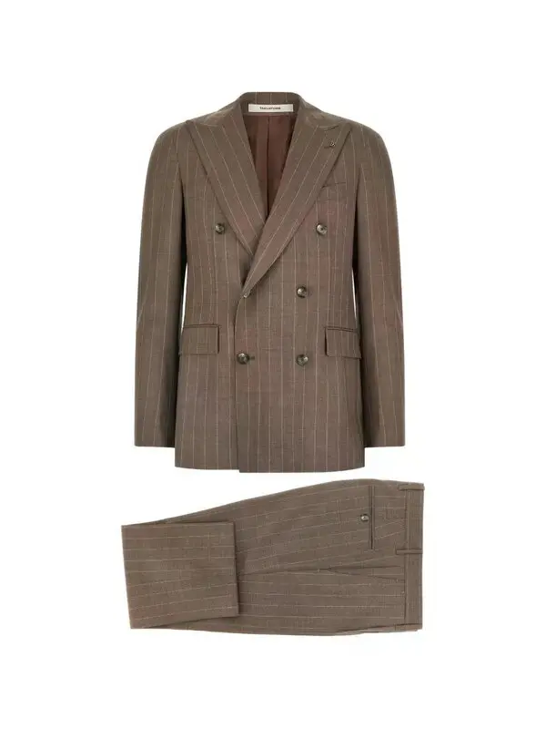 Tagliatore Pinstriped Double-breasted Suit - Brown