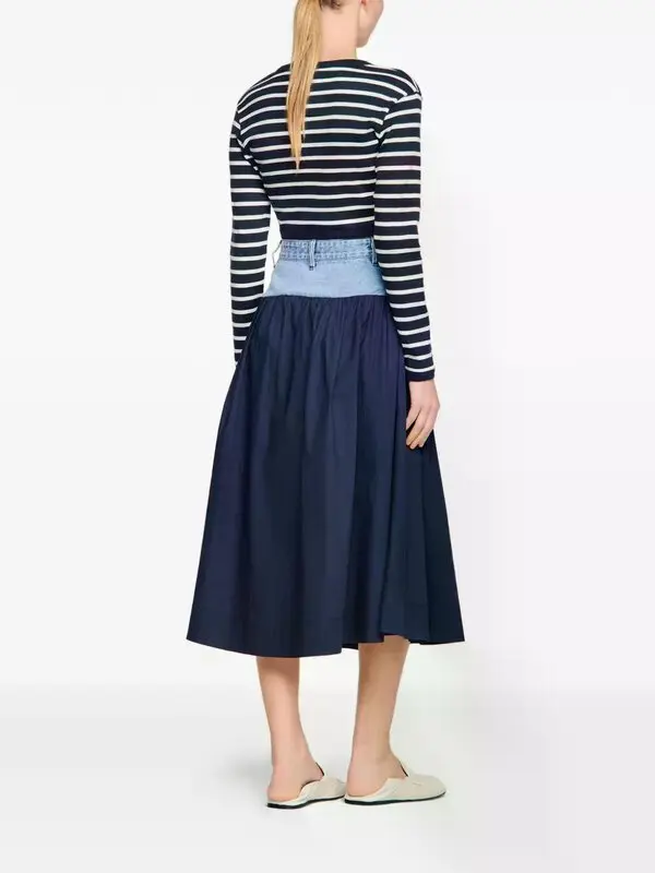 Sandro Mixed-material Maxi Skirt - Blue