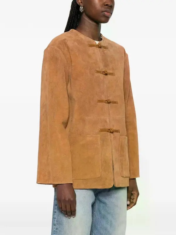 RÓHE Mandarin-collar Suede Jacket