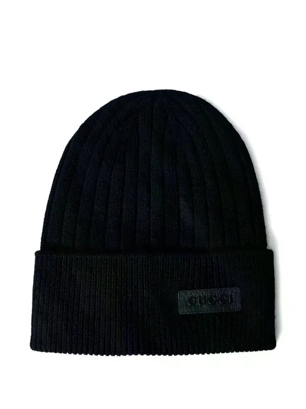 Gucci Logo-patch Wool Beanie - Black