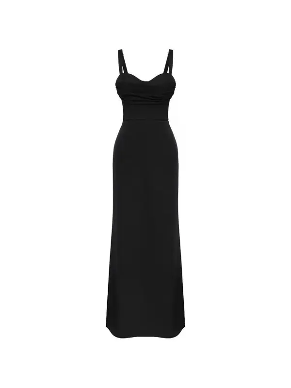 POST MERIDIEM Gathered-detail Maxi Dress - Black