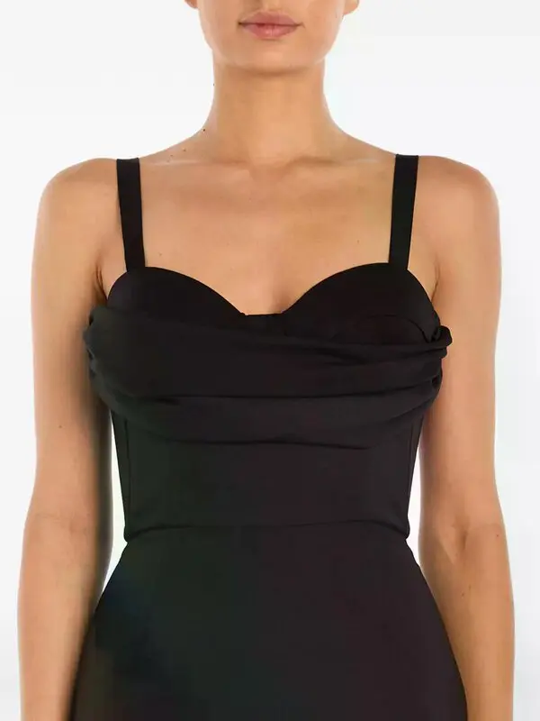 POST MERIDIEM Gathered-detail Maxi Dress - Black