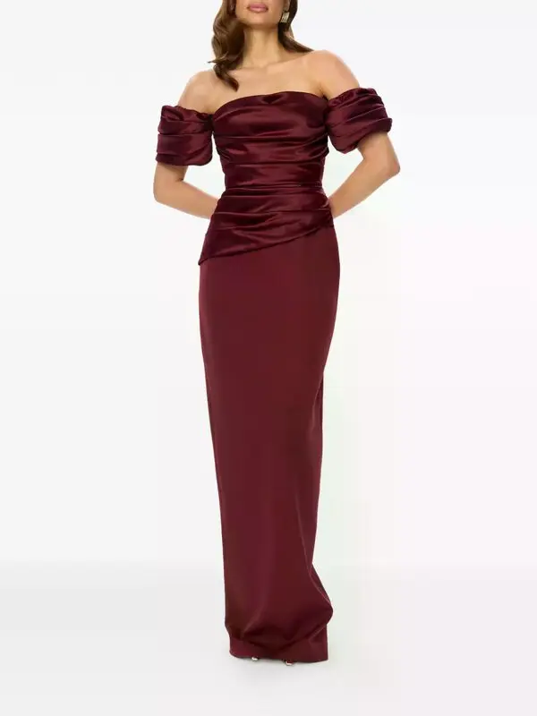 POST MERIDIEM Draped Maxi Dress - Red