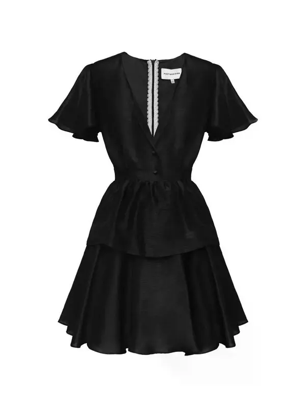 POST MERIDIEM Ruffled-sleeves Mini Dress