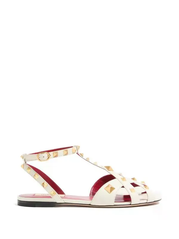 Valentino Garavani Studded Kidskin Sandals - Neutrals