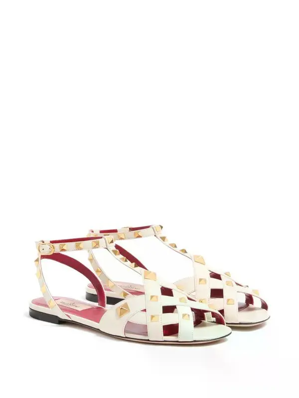 Valentino Garavani Studded Kidskin Sandals - Neutrals