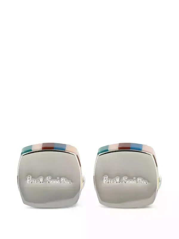 Paul Smith Striped-pattern Cufflinks - Silver