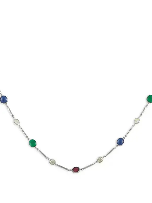 LB EXCLUSIVE Diamond, Emerald, Sapphire And Spinel Necklace - Silver