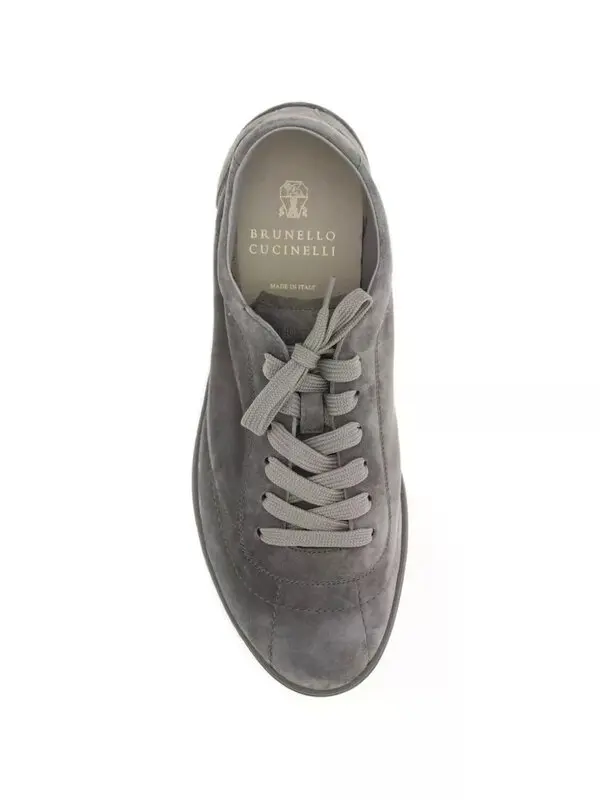 Brunello Cucinelli Laced Leather Sneakers - Grey