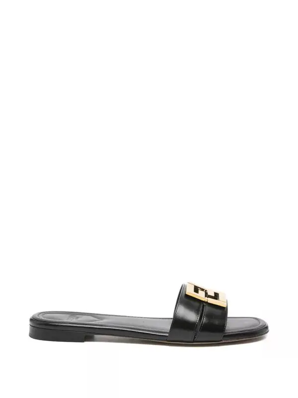 Fendi Logo-plaque Slides - Black