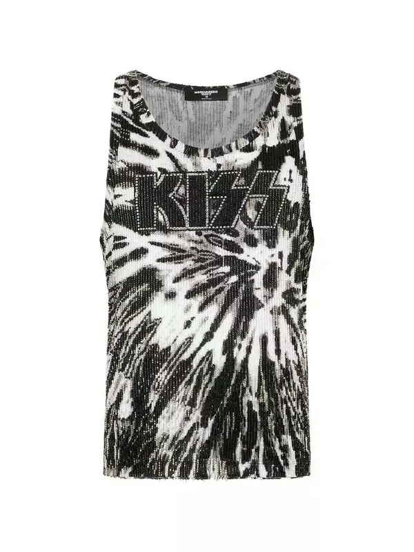 Dsquared2 X Kiss Tie-dye Embellished Tank Top