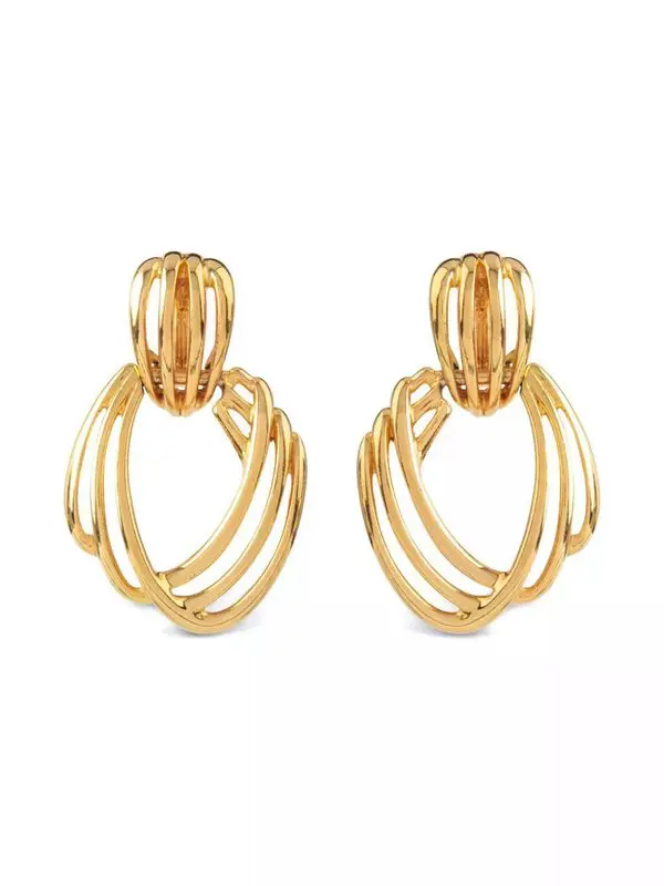 MONET 1980s Modernist Drop Earrings - Gold