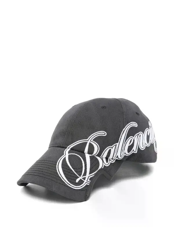 Balenciaga Script Logo Drill Cotton Cap - Grey