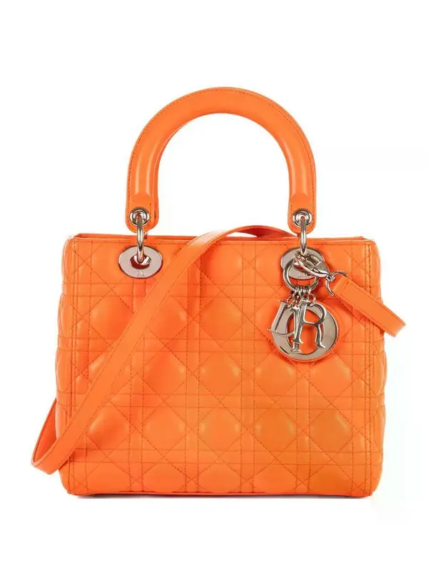 Dior Medium Lady Quilted Tote - Orange