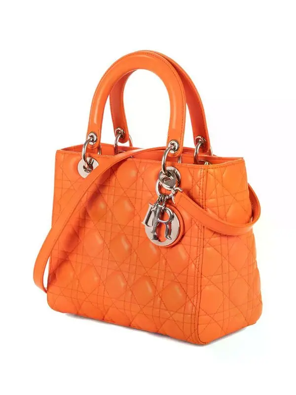 Dior Medium Lady Quilted Tote - Orange