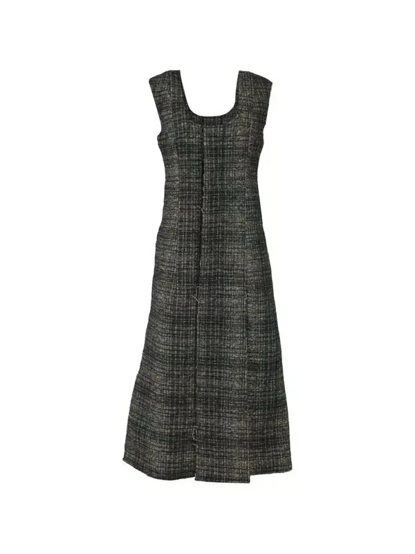 Marni Plaid Tweed Midi Dress - Grey