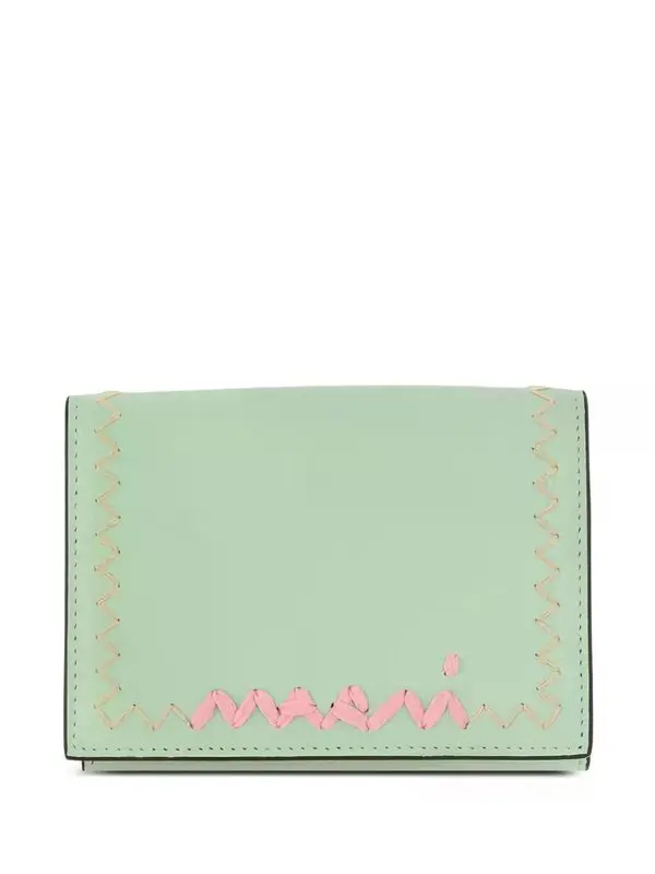 Marni Logo-embroidered Tri-fold Wallet - Green