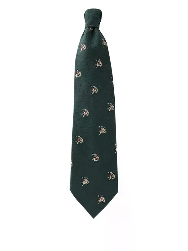 Ralph Lauren Embroidered Mulberry Silk Neck Tie - Green