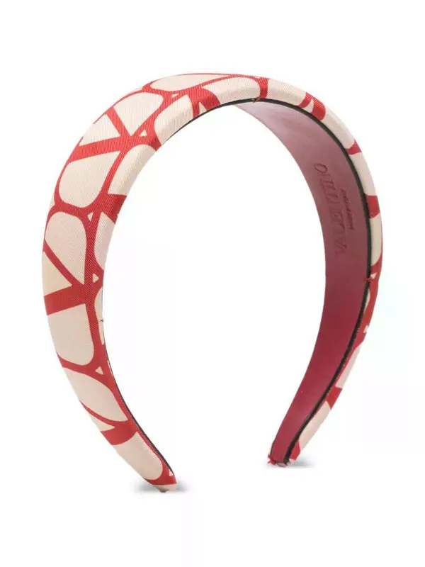 Valentino Garavani Logo-pattern Silk Headband - Neutrals