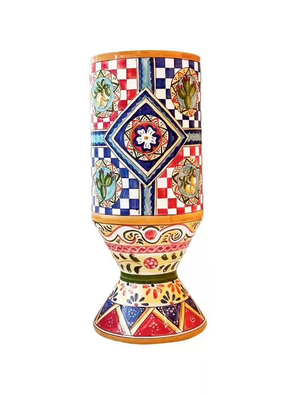 Dolce & Gabbana Geometric Hourglass Ceramic Vase - Blue