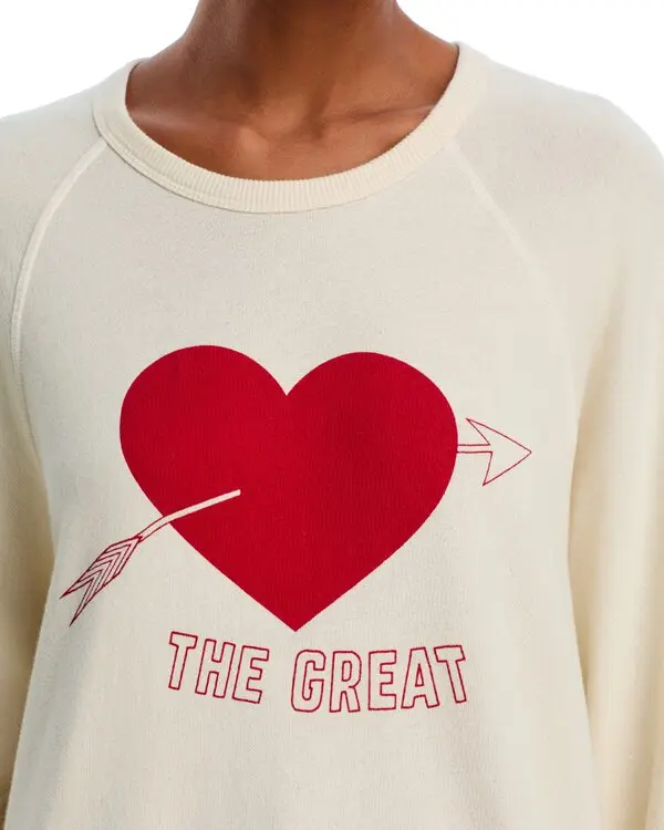 The Great. Heart Sweatshirt - White Red