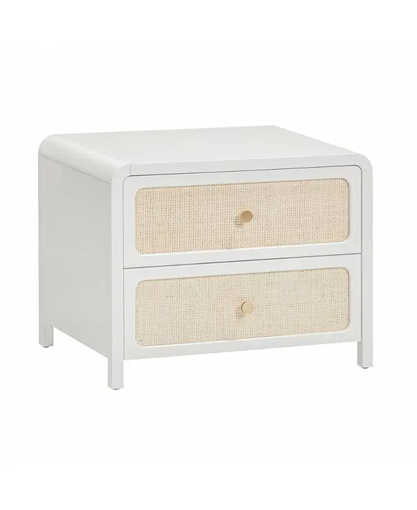 TOV FURNITURE Patty Rattan 2 Drawer Nightstand - White