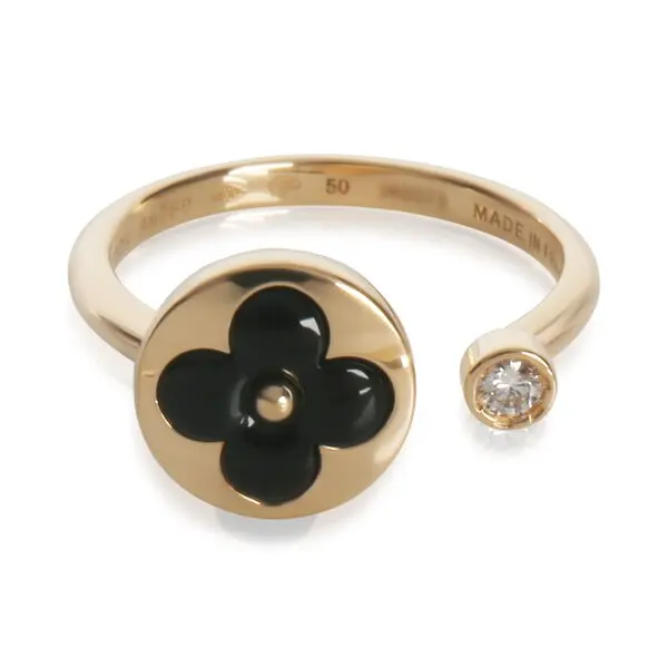 LOUIS VUITTON Yellow Gold, Onyx, And Diamond Color Blossom Mini Sun Ring - Yellow_gold