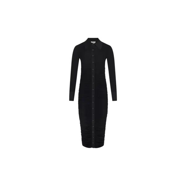 L'Agence Adriana Ruched Midi Dress - Black