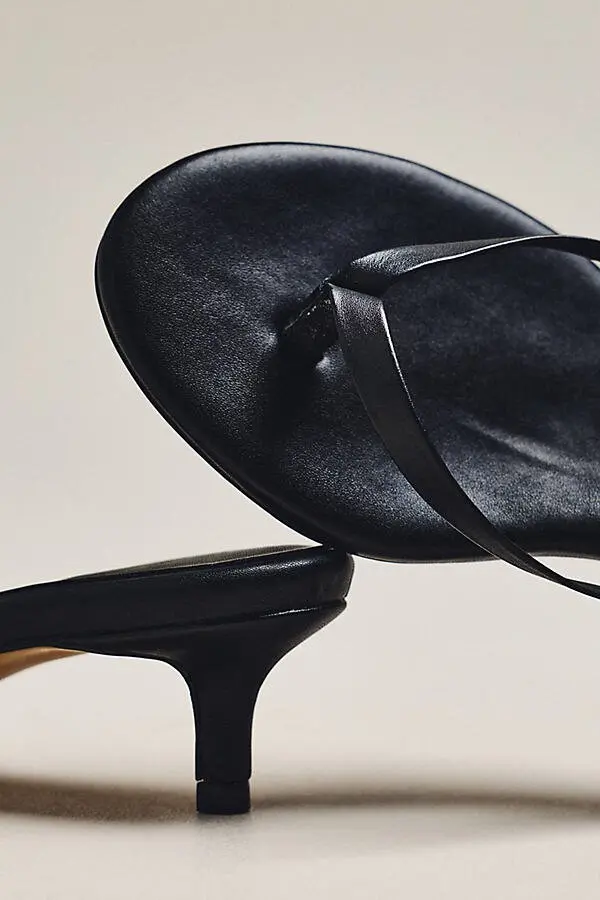Anthropologie Leather Flip-flop Kitten Heels - Black