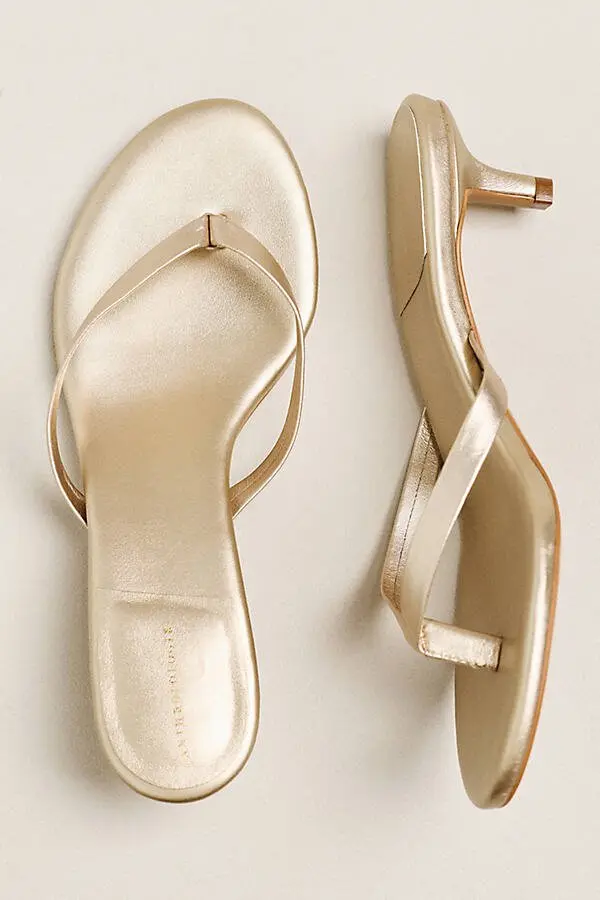 Anthropologie Thong Kitten Heels - Gold