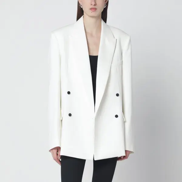THE FRANKIE SHOP Double-breasted Wool-blend Jacket - White