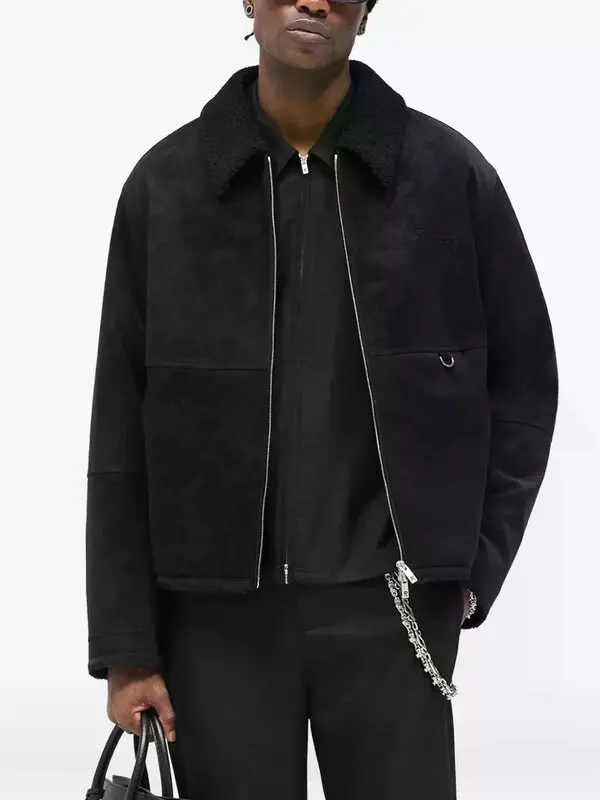 REPRESENT Zip-front Jacket With Shearling Collar - Black