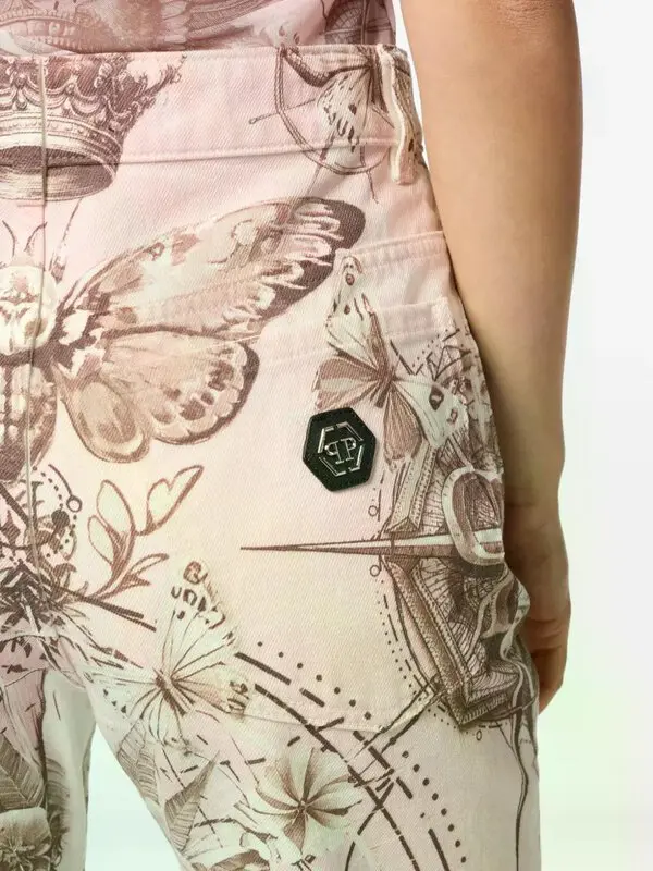 Philipp Plein Butterfly Printed Jeans - Pink