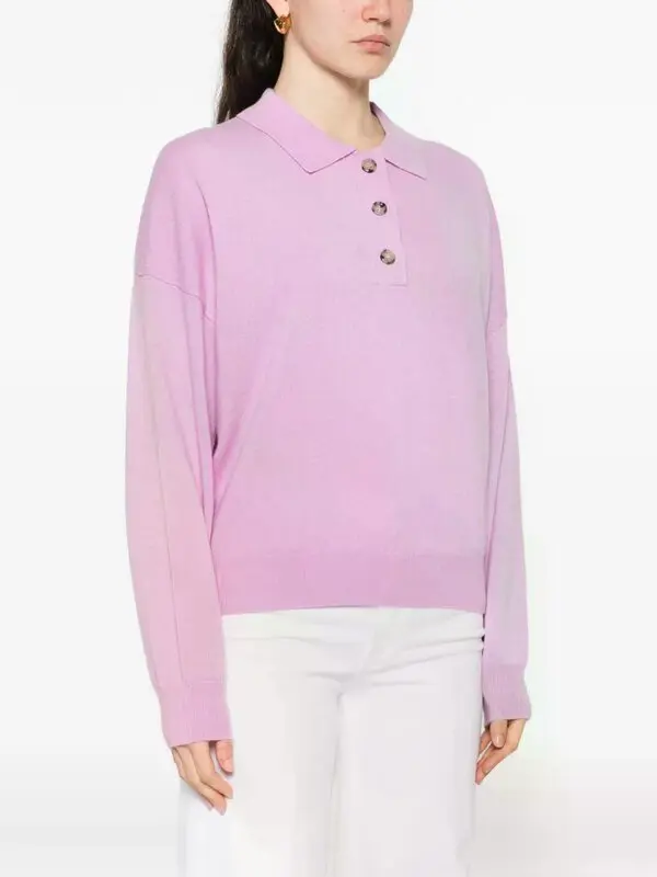 ALLUDE Button Collared Pullover