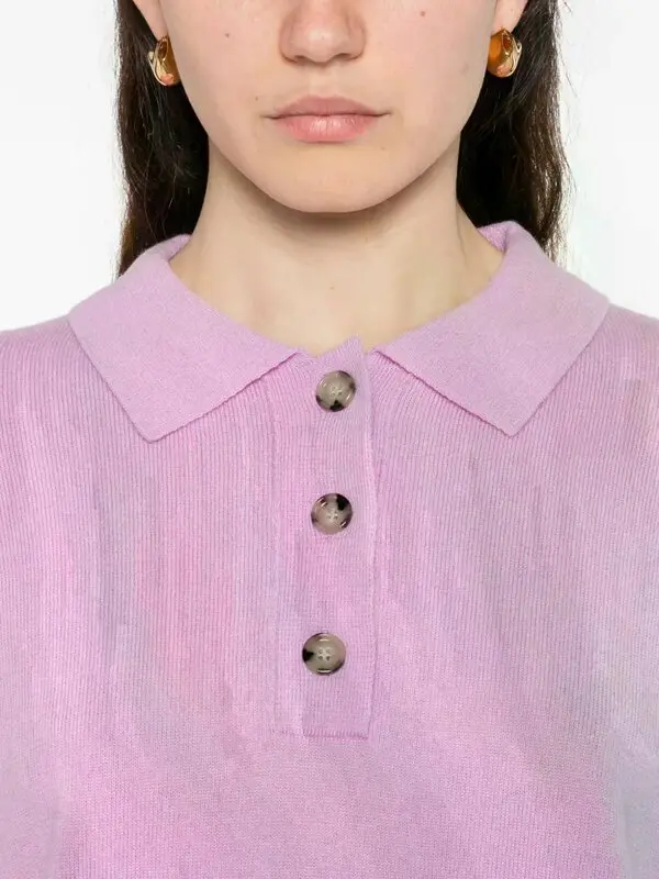 ALLUDE Button Collared Pullover