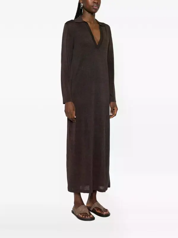 P.a.r.o.s.h V-neck Maxi Dress - Brown