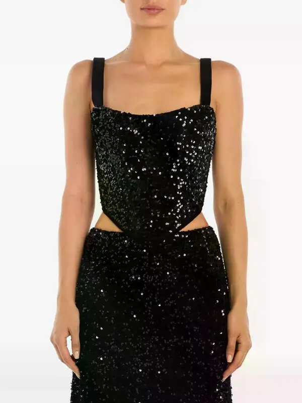 POST MERIDIEM Sequin-embellished Corset Top
