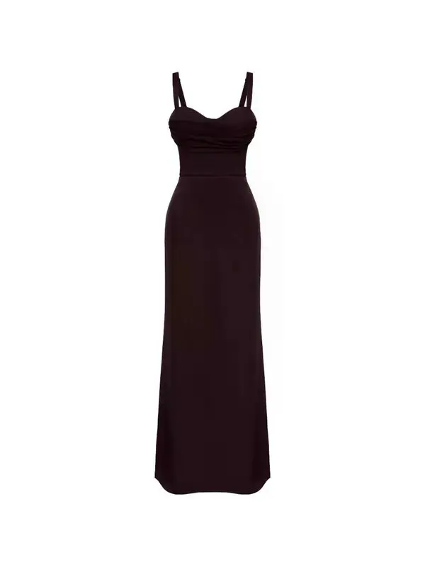 POST MERIDIEM Gathered Detail Maxi Dress - Brown