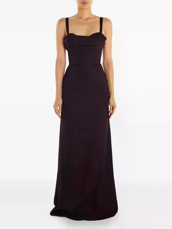 POST MERIDIEM Gathered Detail Maxi Dress - Brown