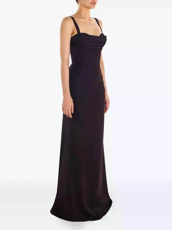 POST MERIDIEM Gathered Detail Maxi Dress - Brown