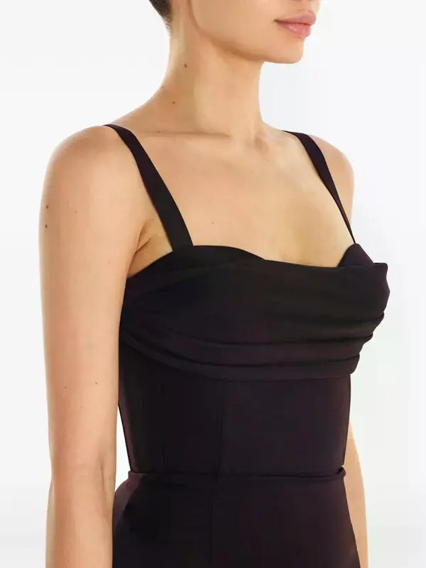 POST MERIDIEM Gathered Detail Maxi Dress - Brown