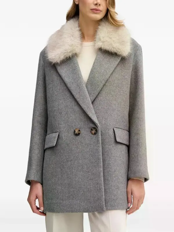 Sisley Fur-trim Double-breasted Coat