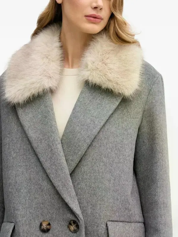 Sisley Fur-trim Double-breasted Coat