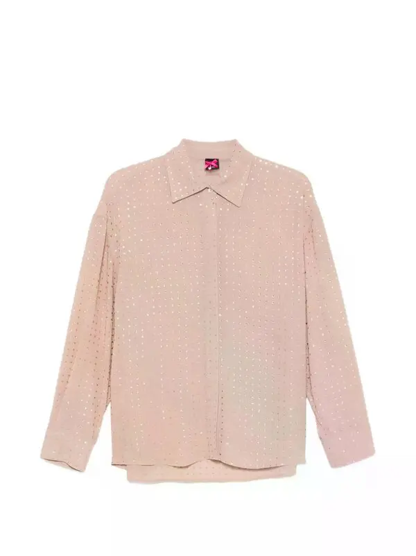 Pinko Rhinestoned Georgette Shirt - Neutrals