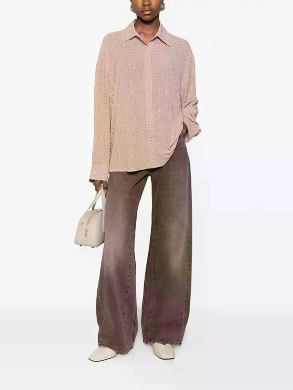 Pinko Rhinestoned Georgette Shirt - Neutrals