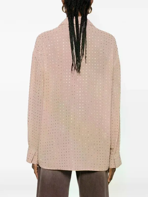 Pinko Rhinestoned Georgette Shirt - Neutrals
