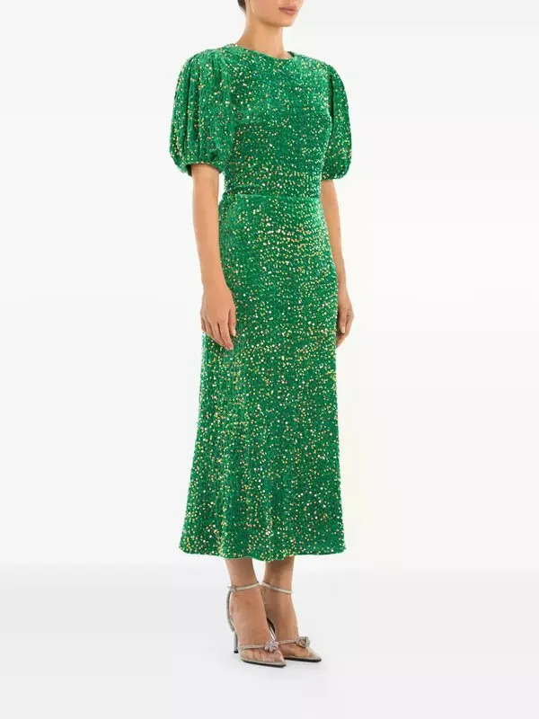 POST MERIDIEM Sequin-embellished Midi Dress - Green