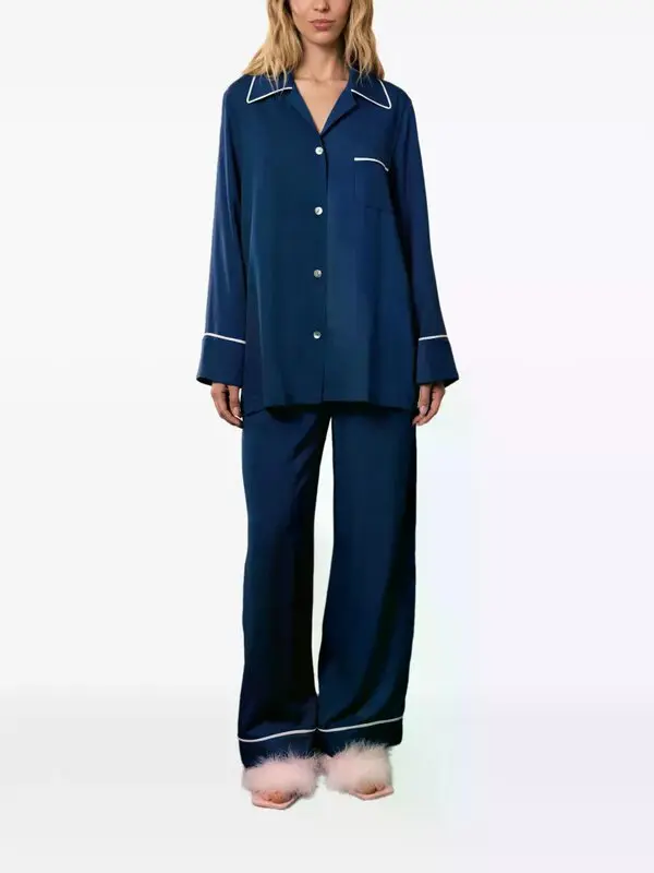 Sleeper Finnegan Piping Pajama Trousers - Blue
